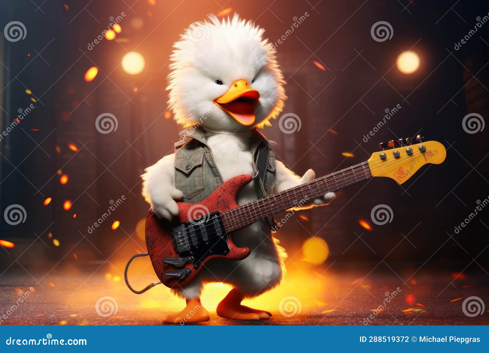 Un Pato Como Estrella De Rock Con Guitarra Stock de ilustración ...