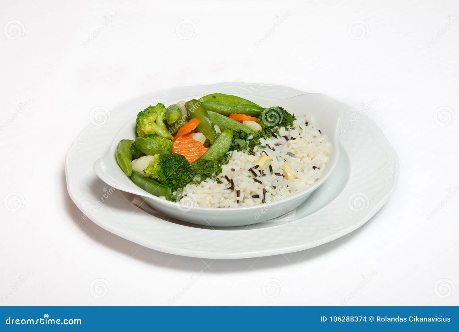 Un Piatto Di Riso Con Le Verdure Fotografia Stock - Immagine di salute ...
