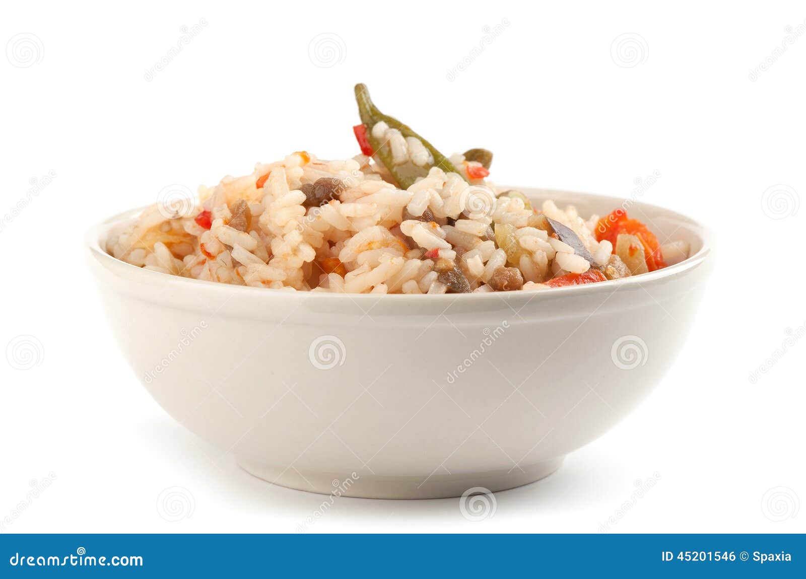 Un Piatto Di Riso Con Le Verdure Fotografia Stock - Immagine di riso ...