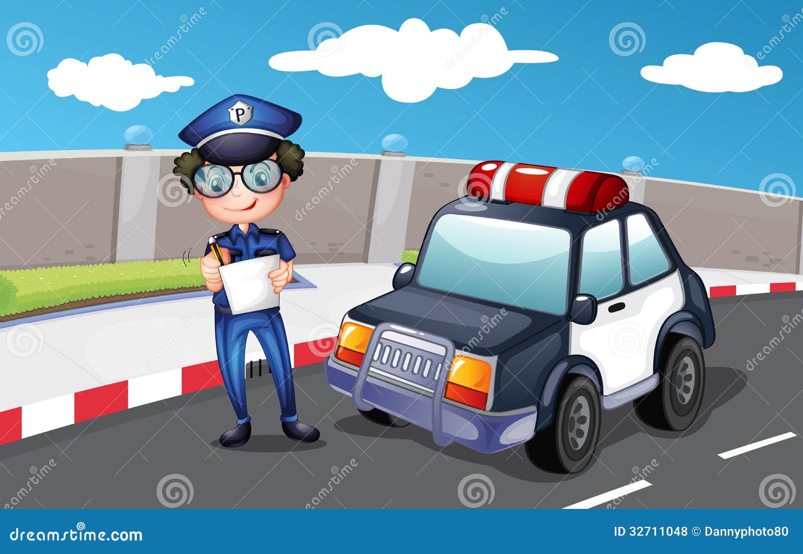 Un Policier Le Long De La Route Illustration de Vecteur - Illustration ...