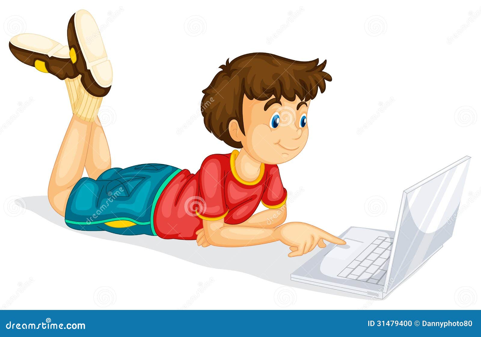 Un Ragazzo E Un Computer Portatile Illustrazione Vettoriale ...