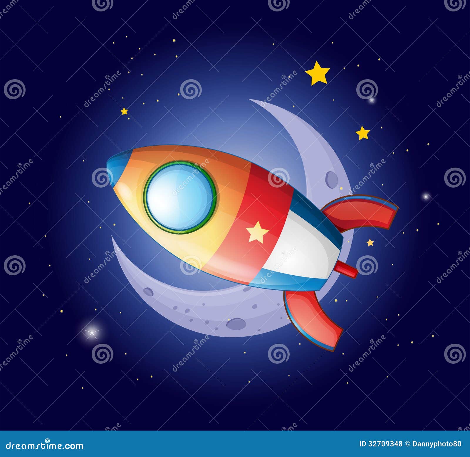 Un razzo che va alla luna illustrazione vettoriale. Illustrazione di ...