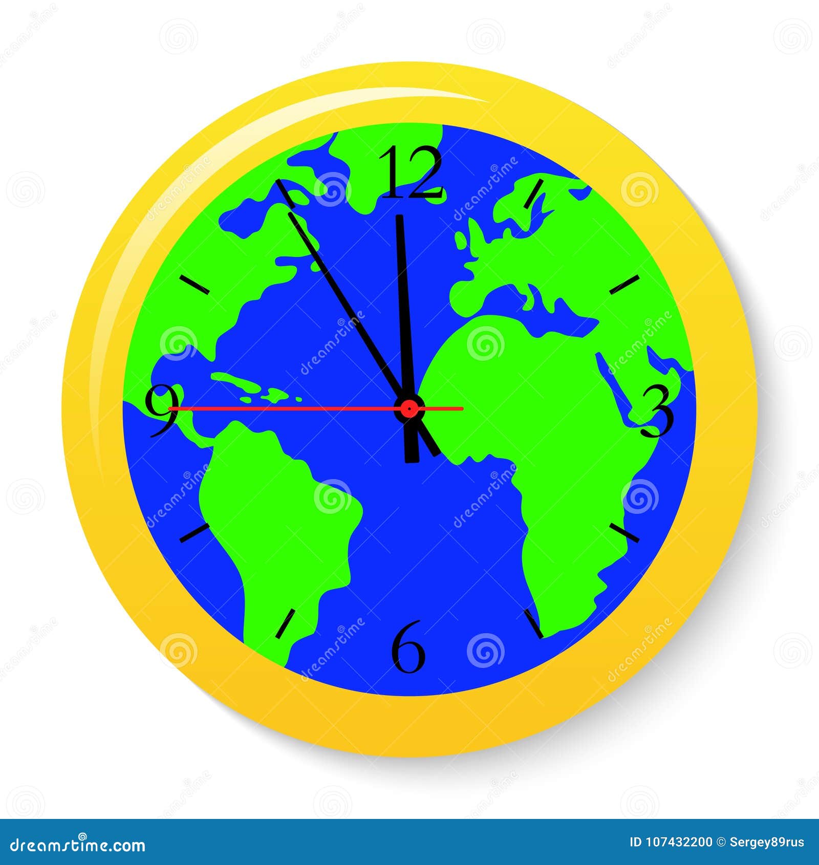 Un Reloj Con Un Mapa Del Mundo En El Dial Ilustración del Vector ...