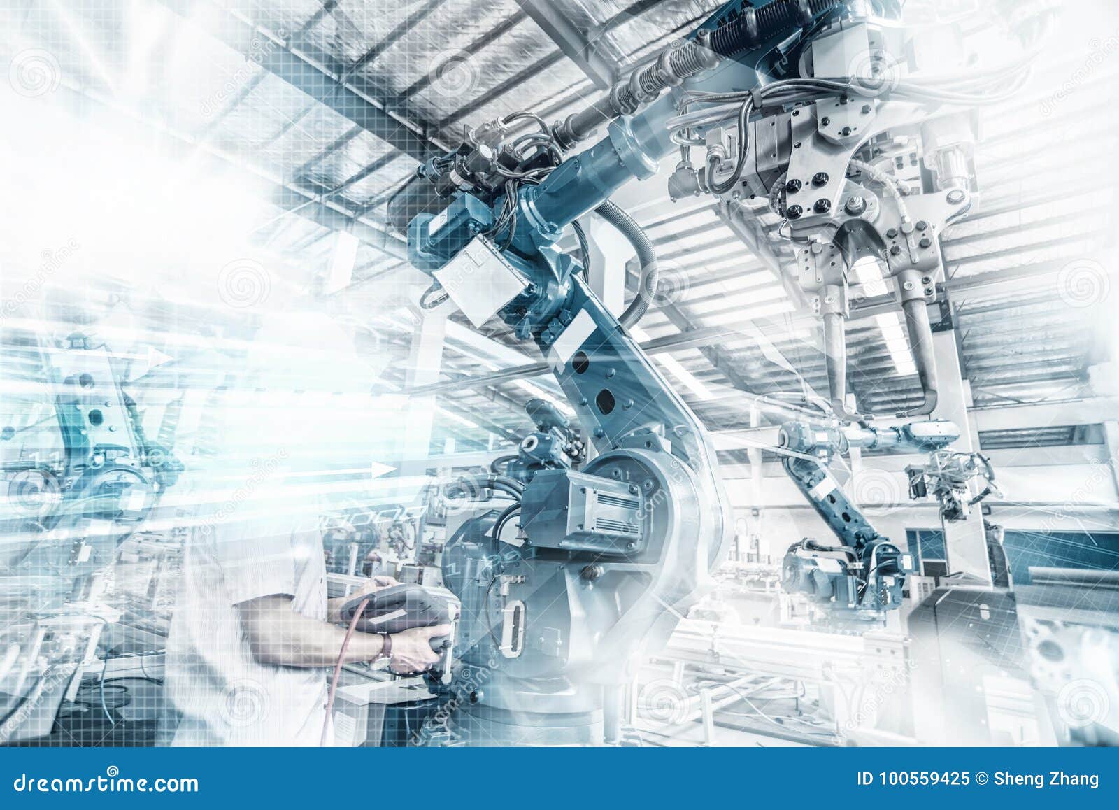 Un Robot Industriel Dans Un Atelier Image stock - Image du intelligence ...