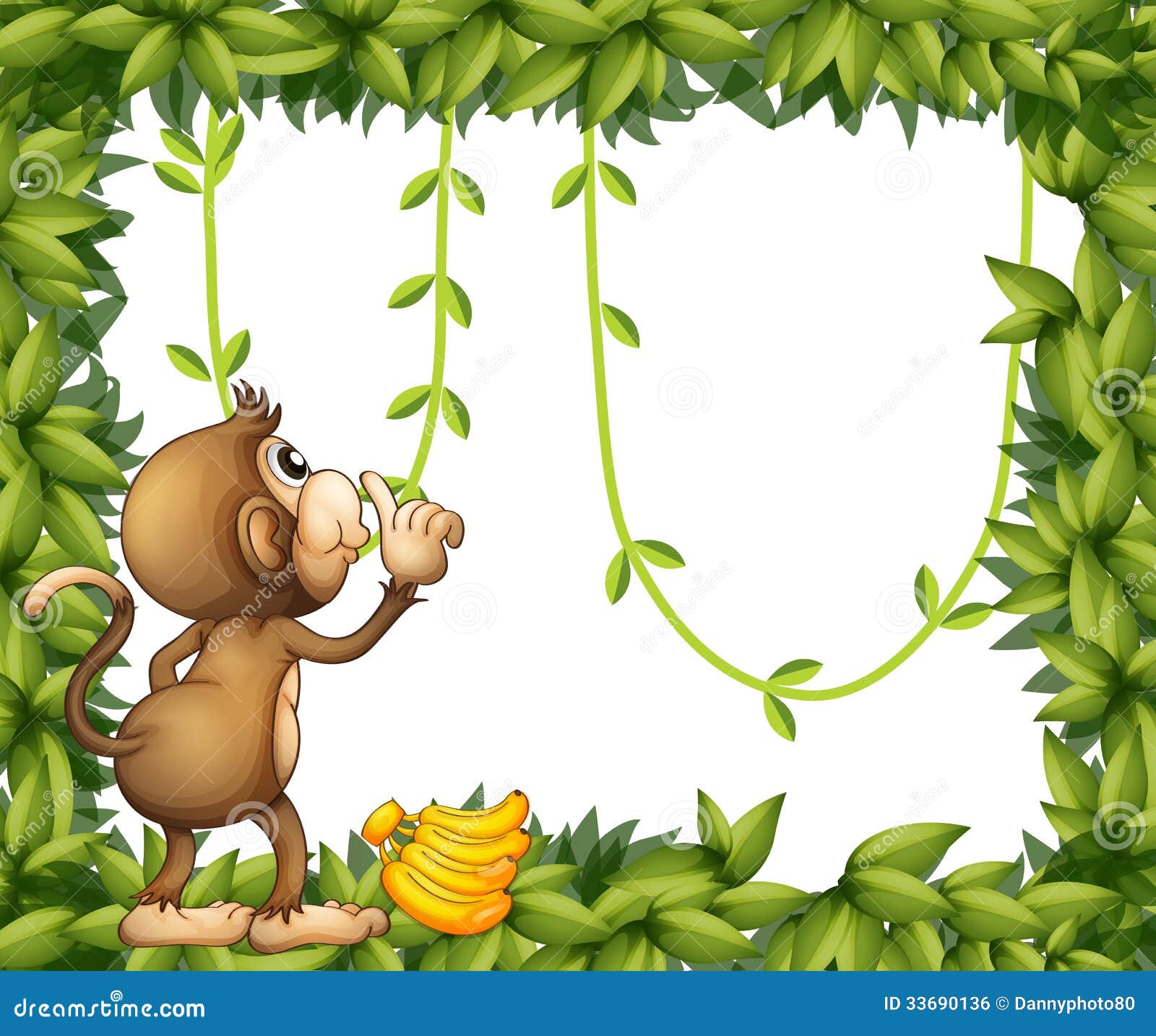 Un Singe Avec La Banane Et Le Cadre Vert Illustration de Vecteur ...