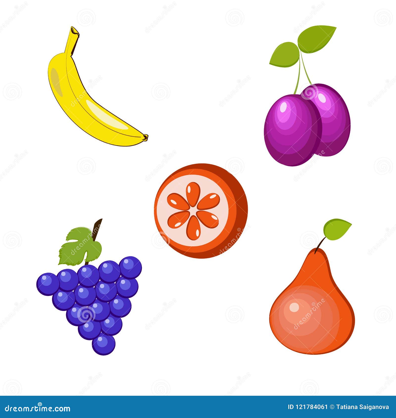 Un sistema de cinco frutas ilustración del vector. Ilustración de ...