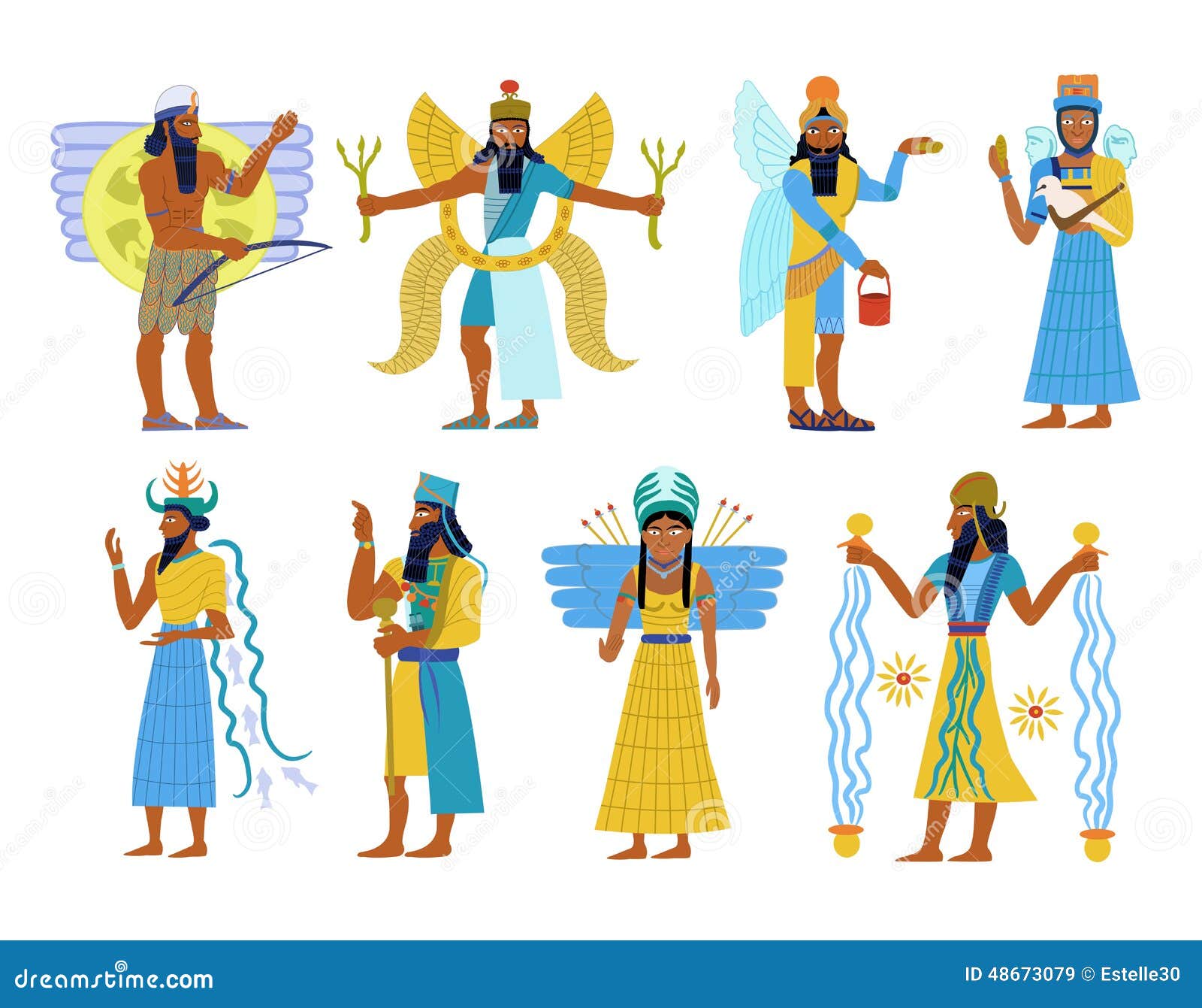 Un Sistema De Dioses Babilónicos Antiguos Stock de ilustración - Imagen ...
