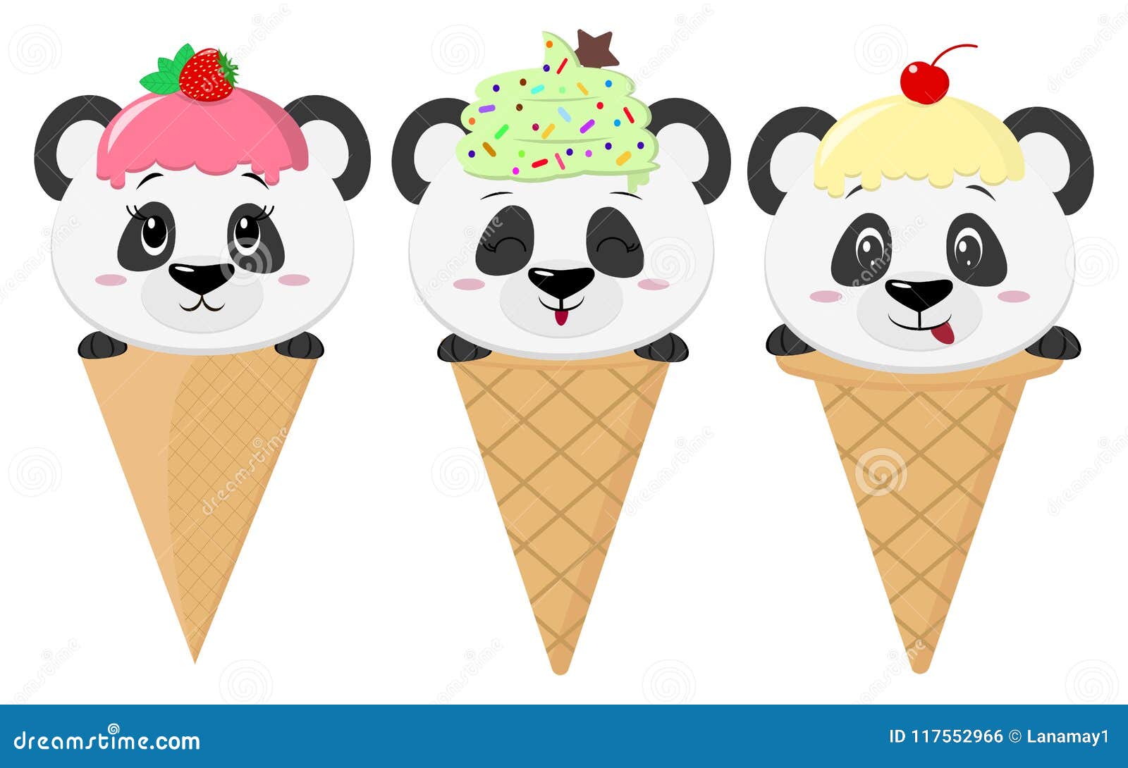 Un Sistema De Tres Pandas Lindas En La Imagen Del Helado Ilustración ... Un Sistema De Tres Pandas Lindas En La Imagen Del Helado Ilustración ...