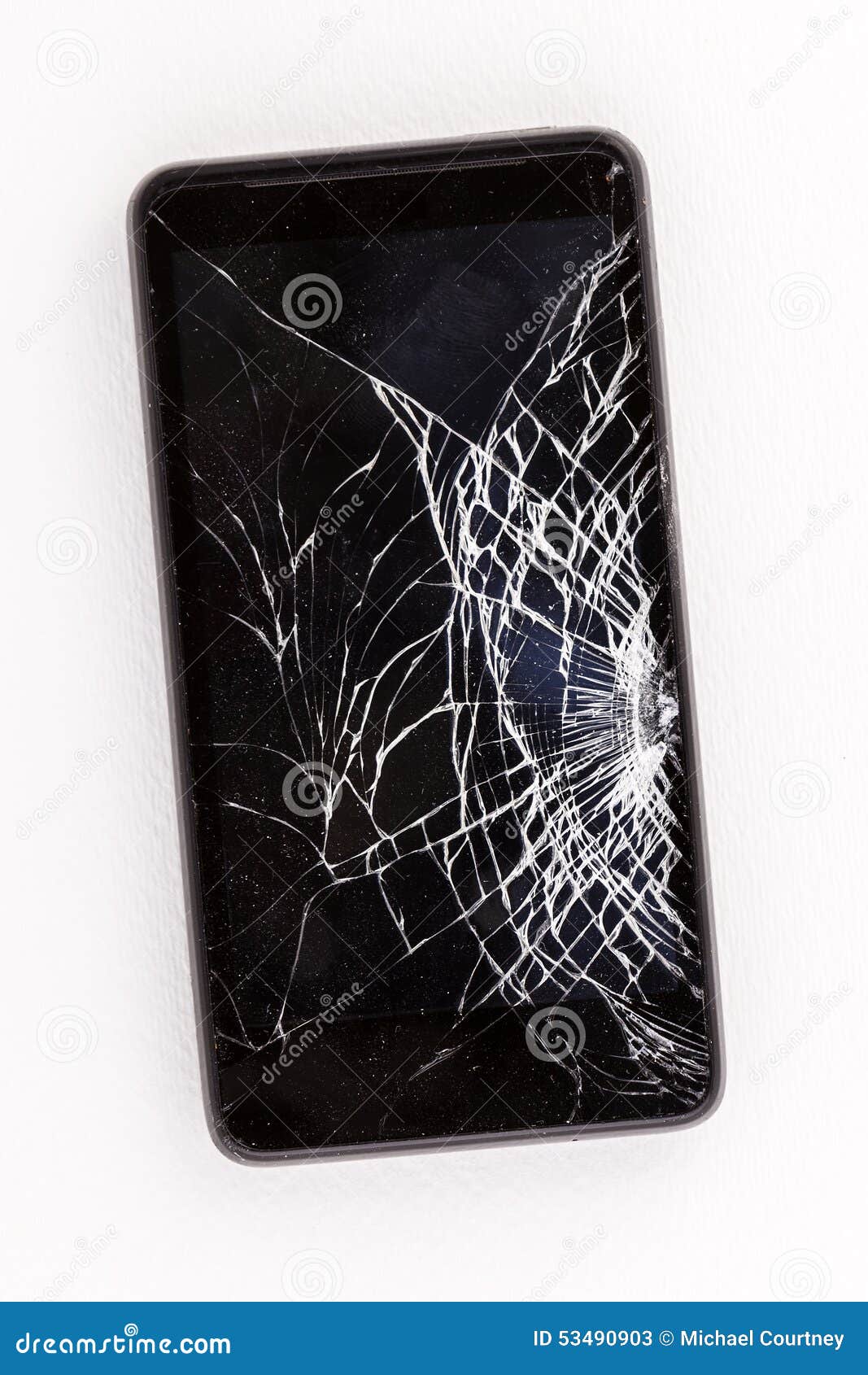 Un Teléfono Celular Con Una Pantalla Rota Agrietada Imagen de archivo ...