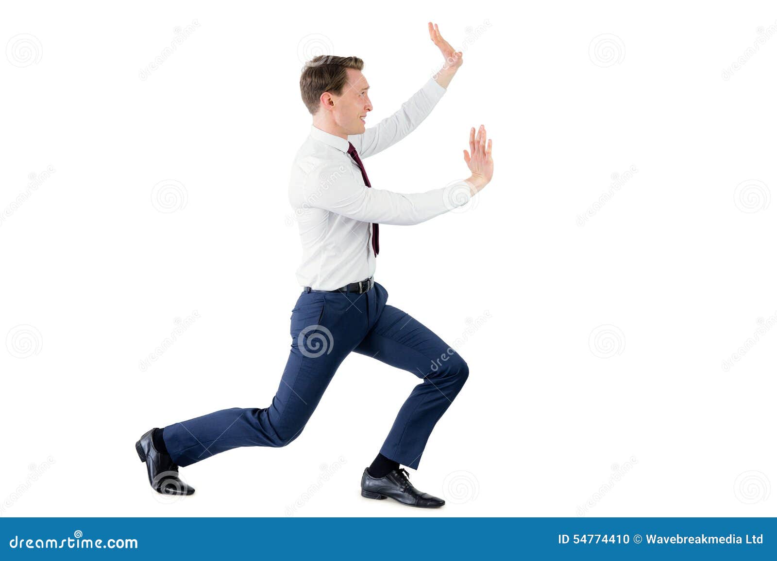 Un Uomo D'affari Che Spinge Qualcosa Fotografia Stock - Immagine di ...