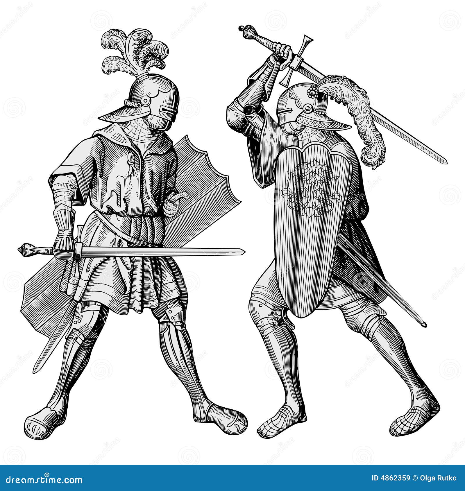 Un Vettore Dei Due Cavalieri Illustrazione Vettoriale - Illustrazione ...