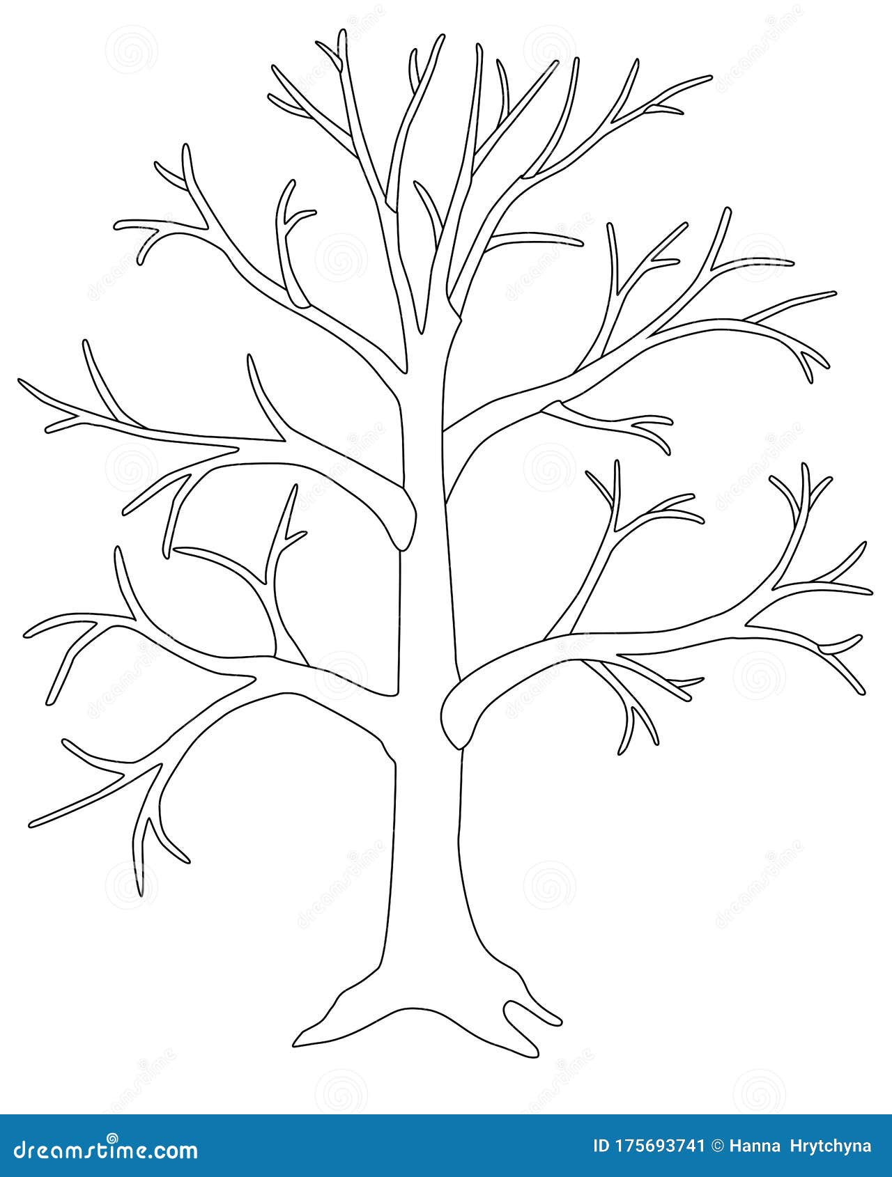Un árbol Grande Sin Hojas Es Una Imagen Vectorial Lineal Para Colorear