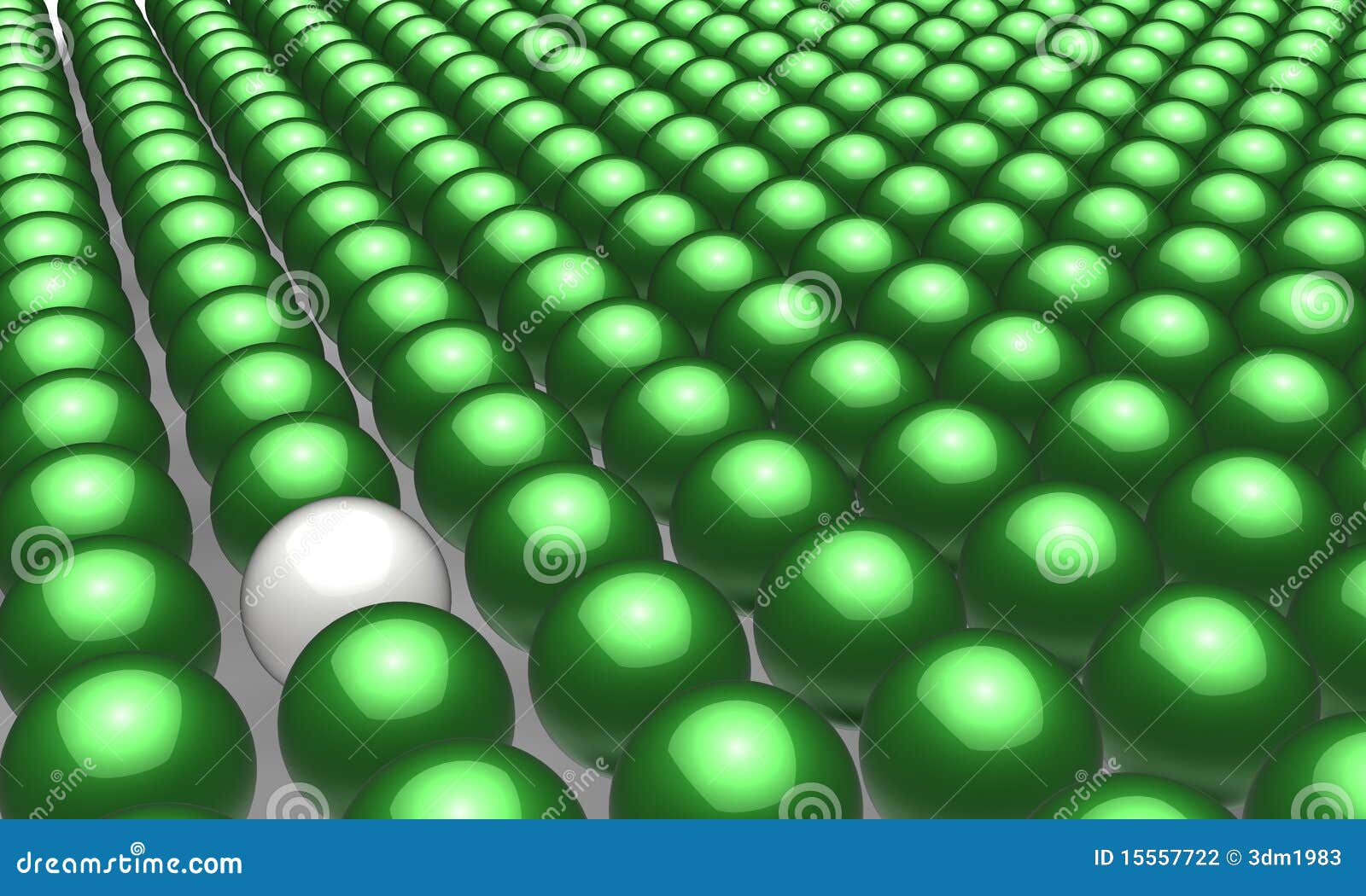 Una Bola Blanca En Muchas Bolas Verdes Stock de ilustración ...