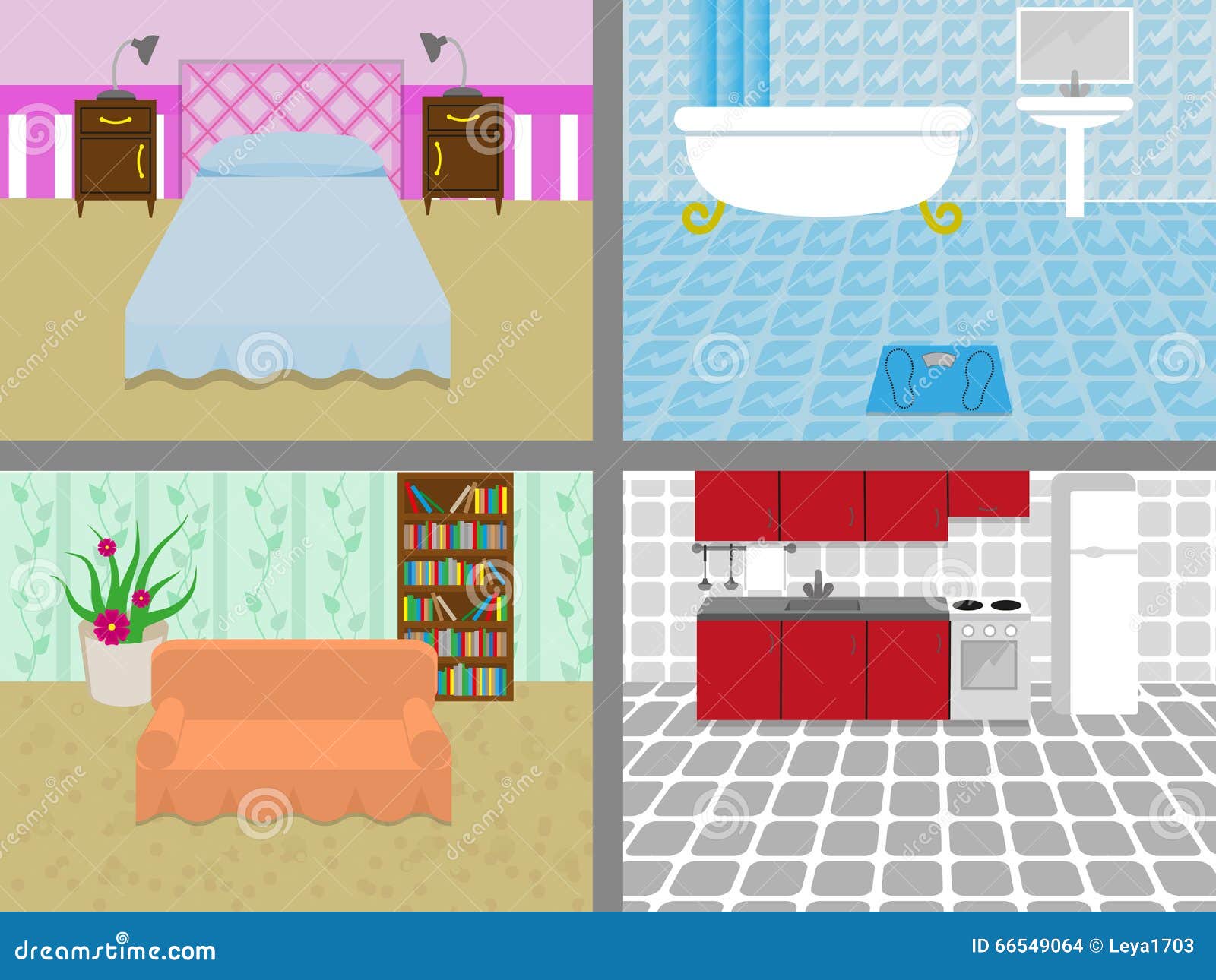 Una casa con los cuartos ilustración del vector. Ilustración de azulejo ...