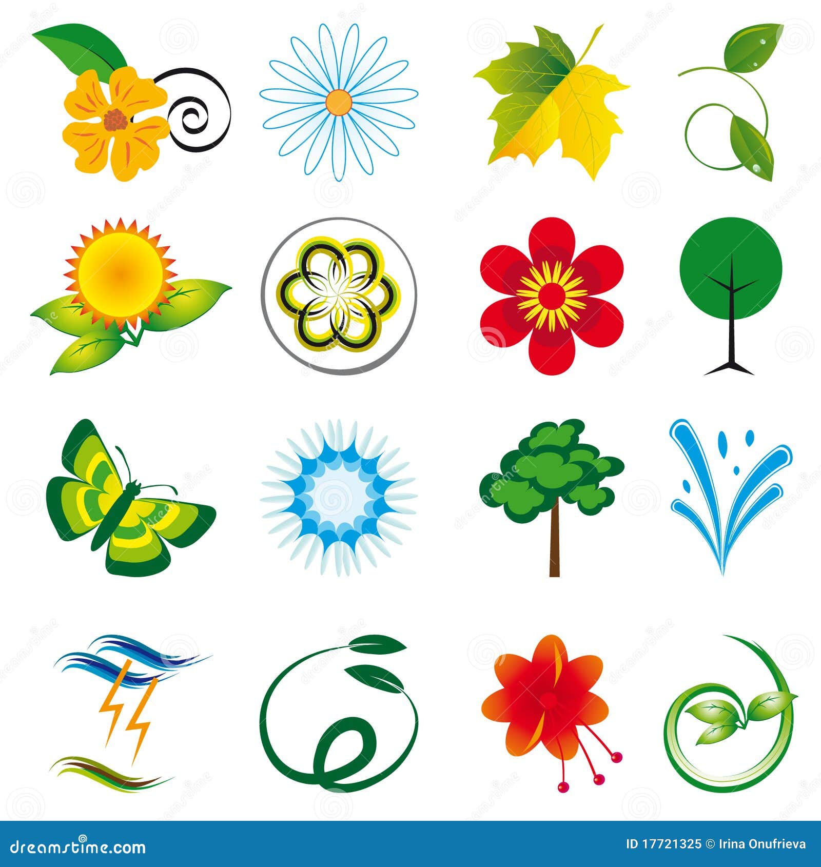 Una Colección De Elementos Naturales Ilustración del Vector ...