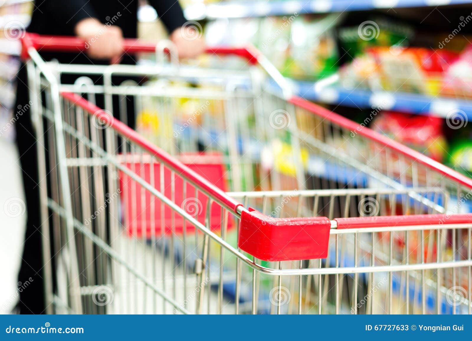Una Donna Che Spinge Un Carrello Immagine Stock - Immagine di carrello ...