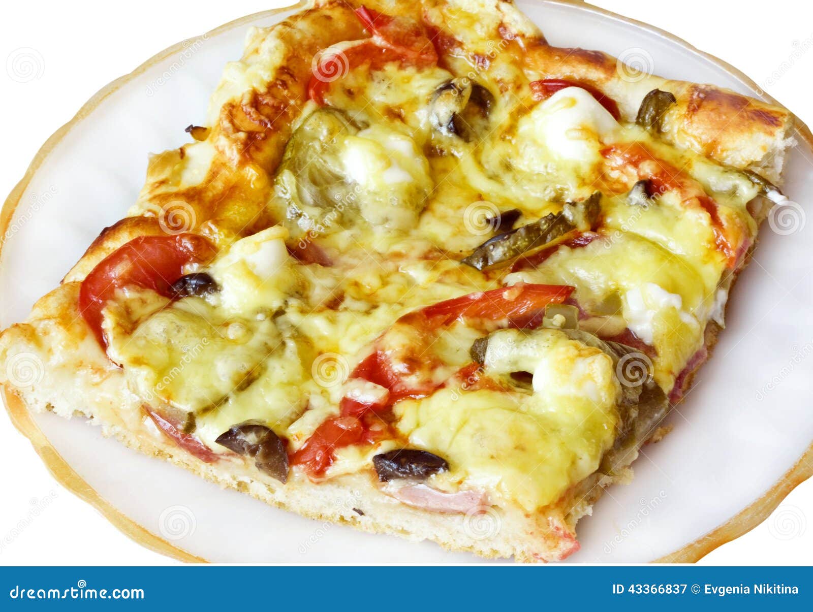 Una Fetta Di Pizza Su Un Piatto Bianco Immagine Stock - Immagine di ...