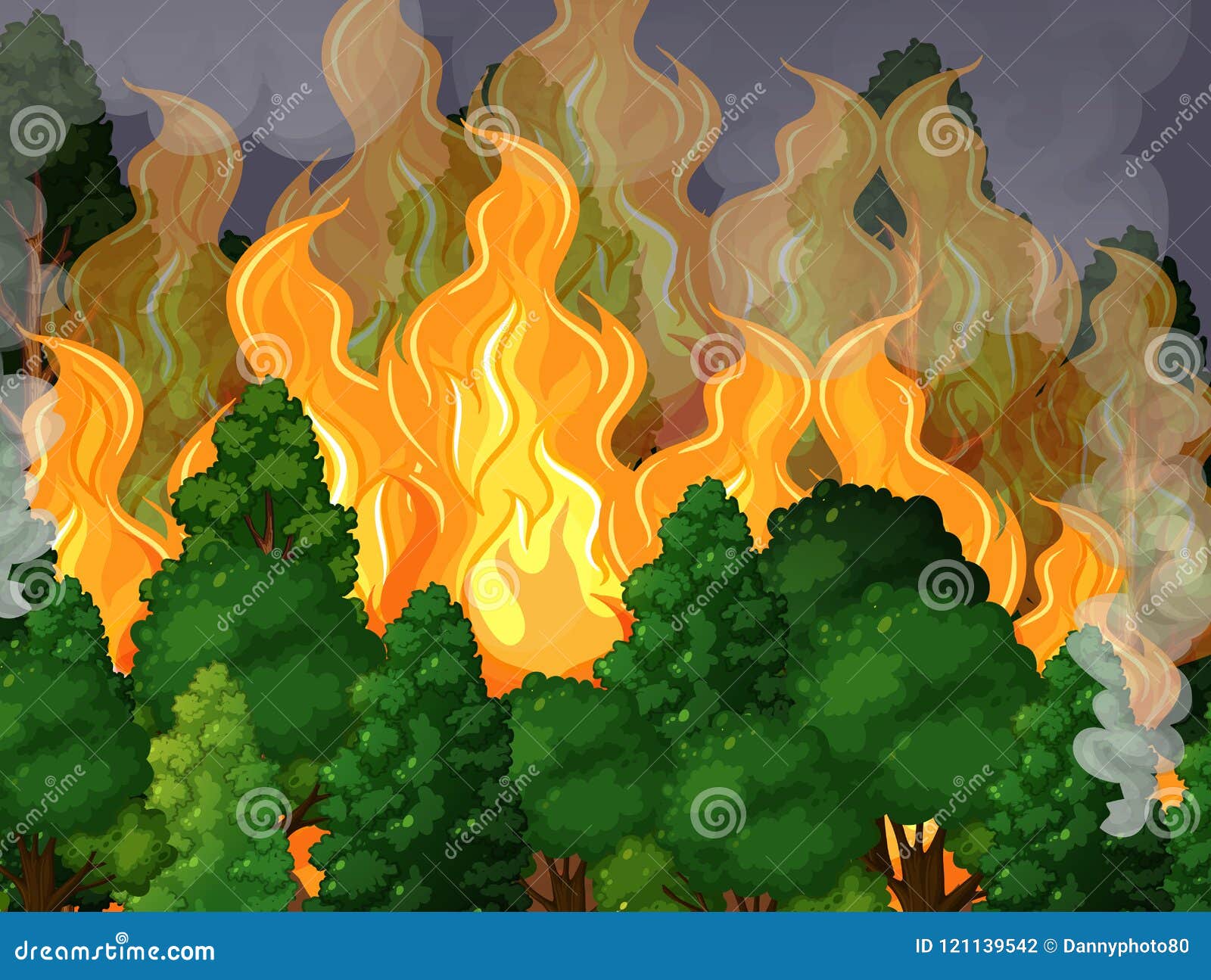 Una Foresta Con Il Disastro Di Incendio Violento Illustrazione ...