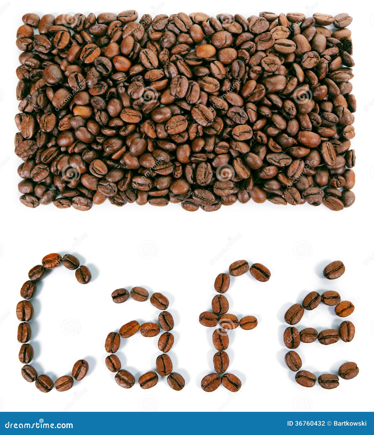 Una Forma Rectangular Con El Café De La Palabra Creado Con Los Granos ...