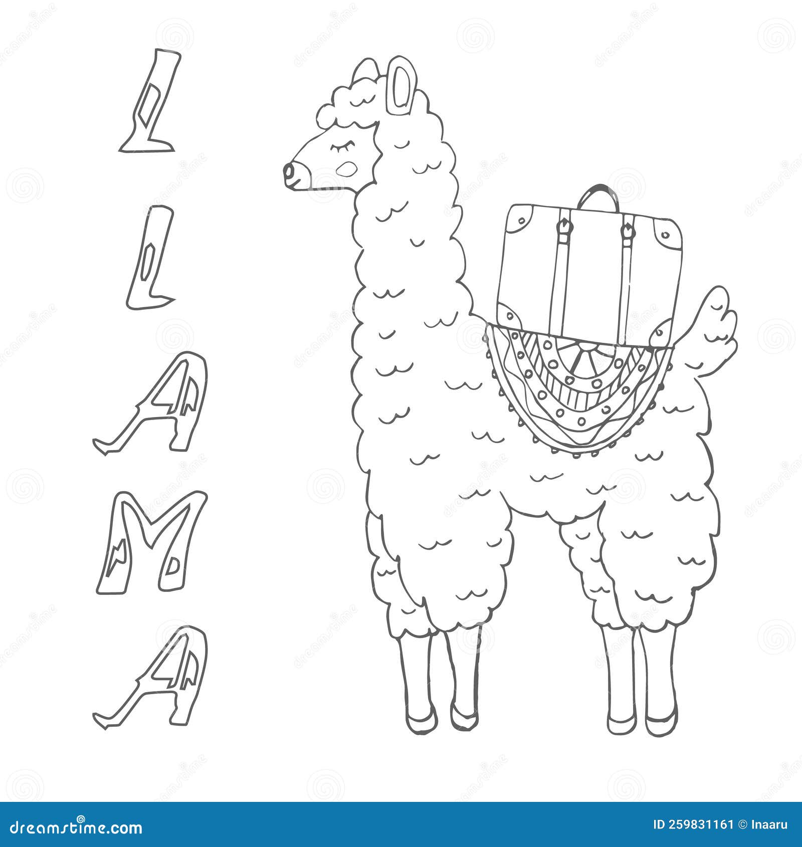 Una llama con maleta ilustración del vector. Ilustración de camello ...