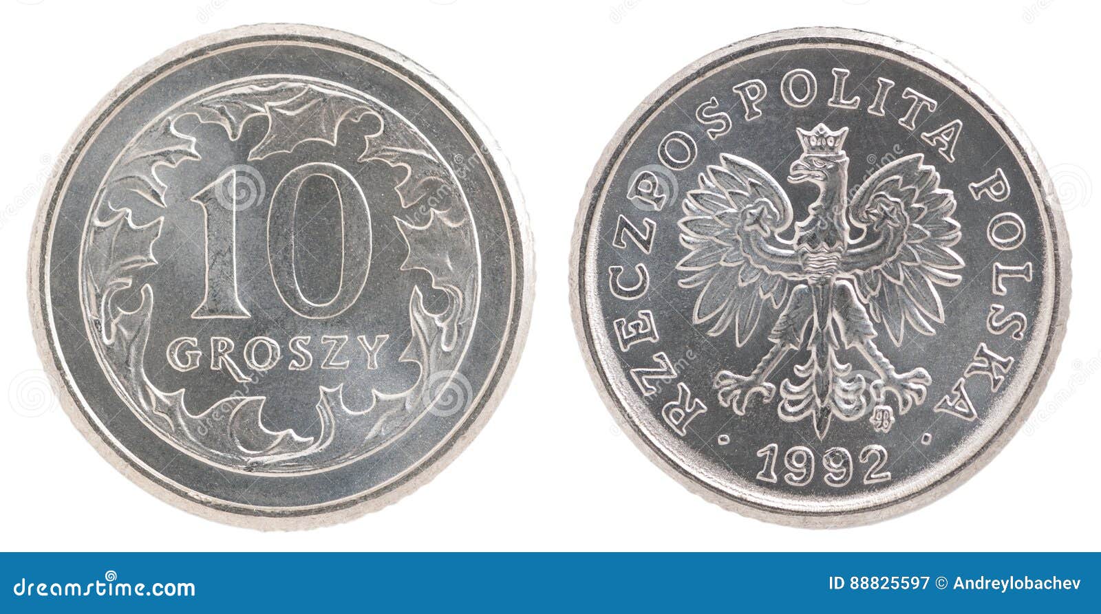 Una Moneta Polacca Da 10 Groszy Immagine Stock - Immagine di ...