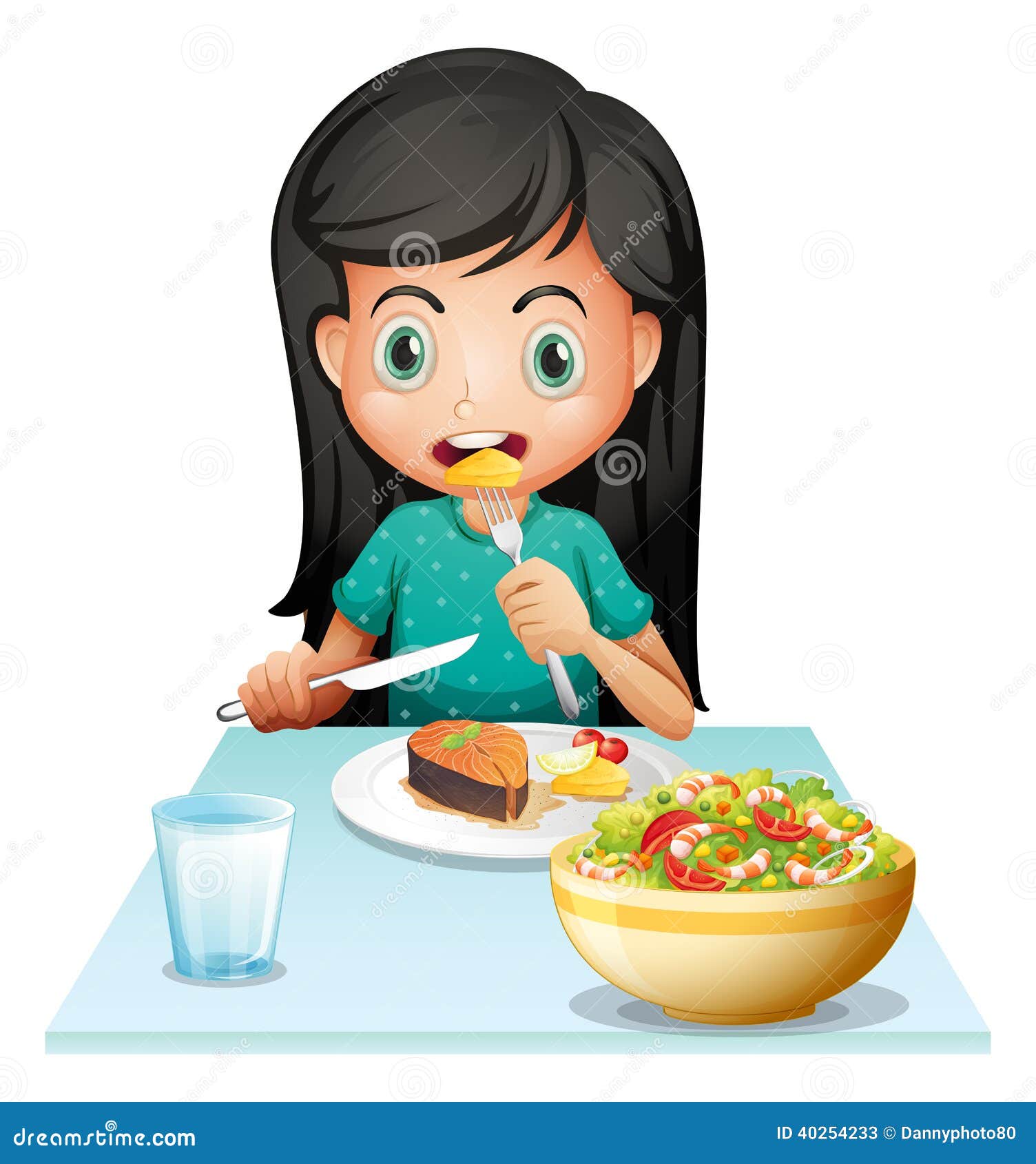 Una Muchacha Que Come Su Almuerzo Ilustración del Vector - Ilustración ...