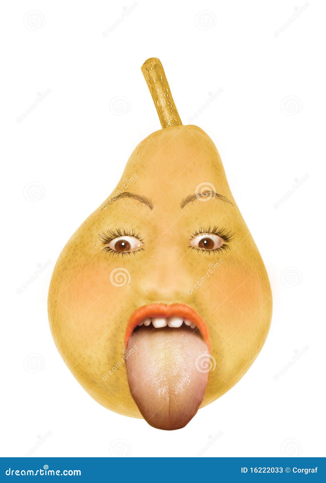 Una Pera Con El Rostro Humano Imagen de archivo - Imagen de labios ...