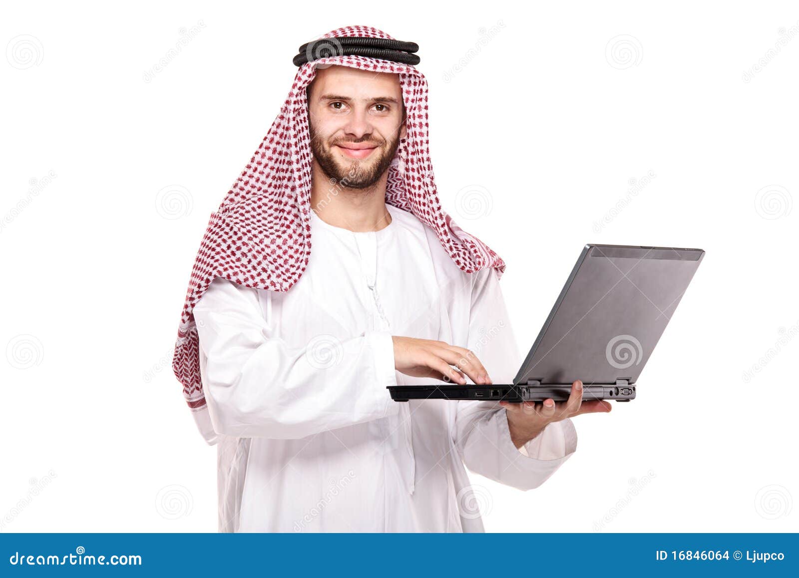 Una Persona Araba Che Lavora Al Computer Portatile Fotografia Stock ...