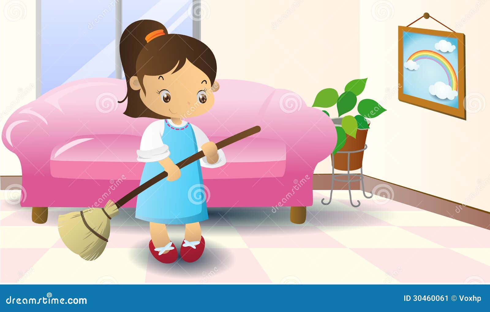 Spazzare il pavimento illustrazione vettoriale. Illustrazione di ...