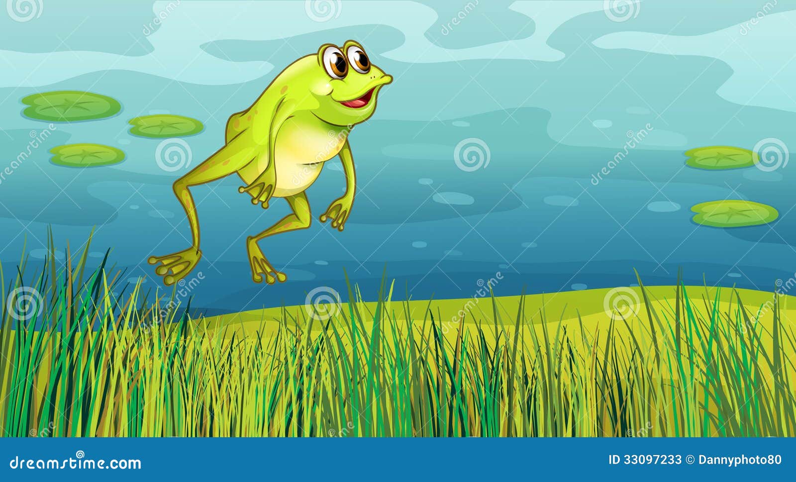 Una Rana Che Salta Nell'erba Illustrazione Vettoriale - Illustrazione ...