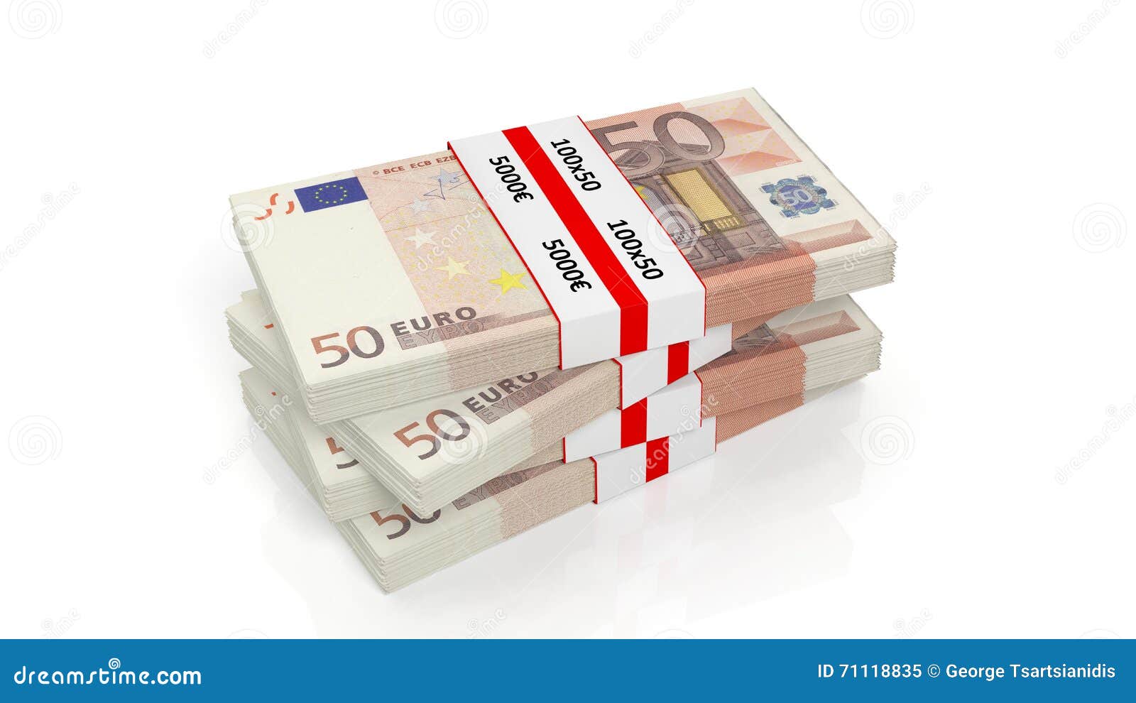 Una Rappresentazione 3d Di Una Pila Di 50 Degli Euro Pacchi Della