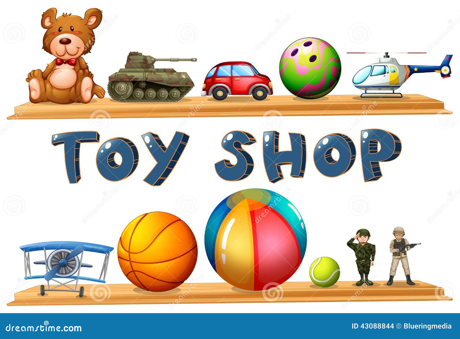 Una tienda del juguete ilustración del vector. Ilustración de tenis ...