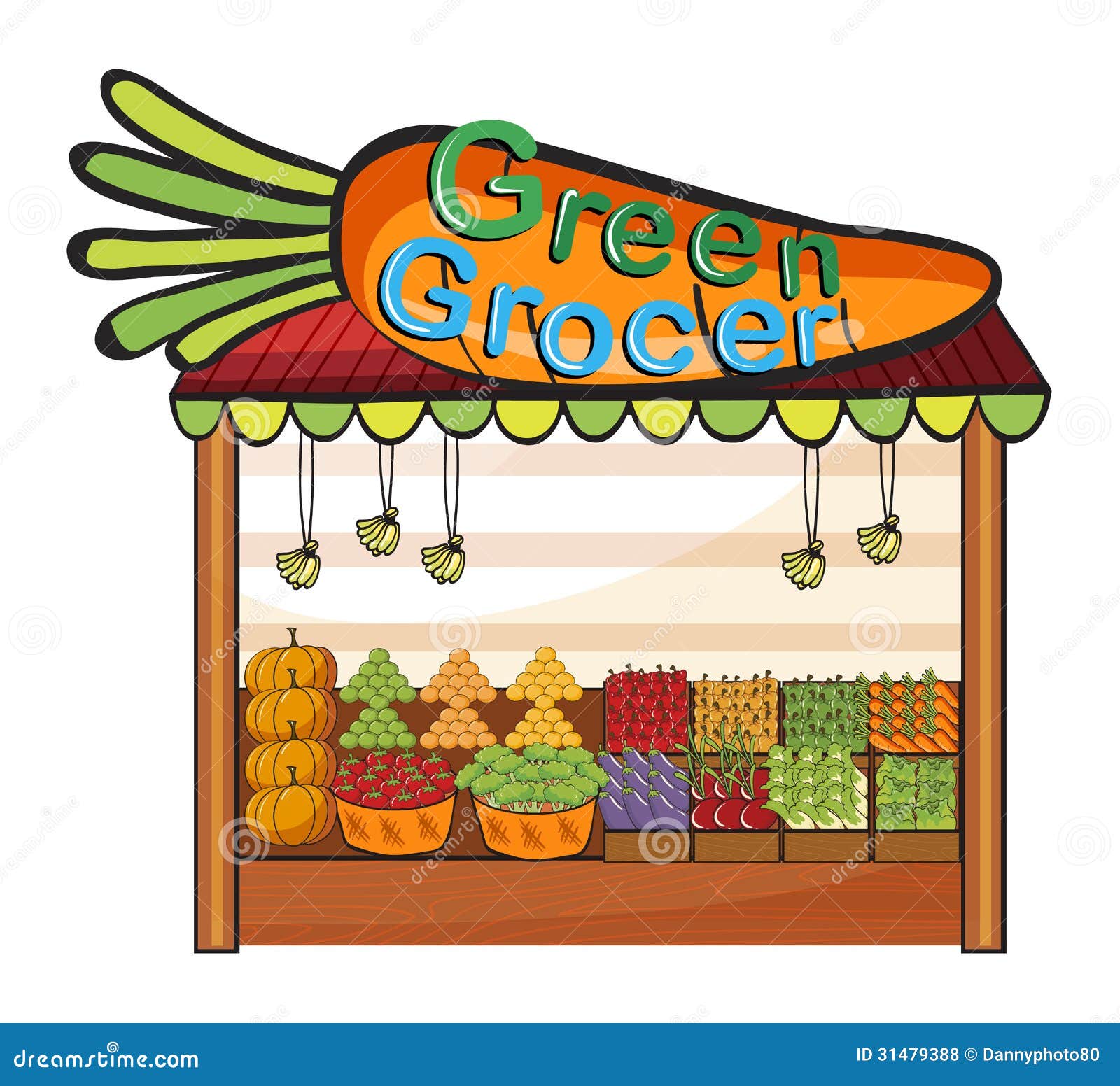 Una Tienda Verde Del Tendero Ilustración del Vector - Ilustración de ...