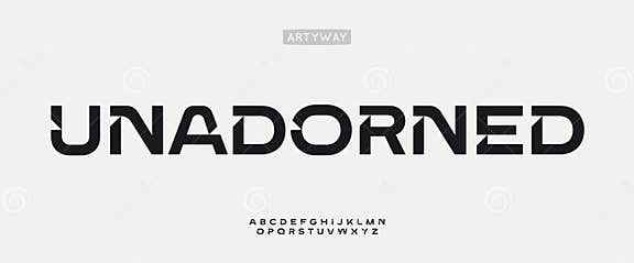 Unadorned Geometric Font, Modern Wide Letters with Angular Cuts and ...