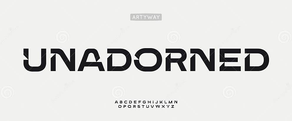 Unadorned Geometric Font, Modern Wide Letters with Angular Cuts and ...