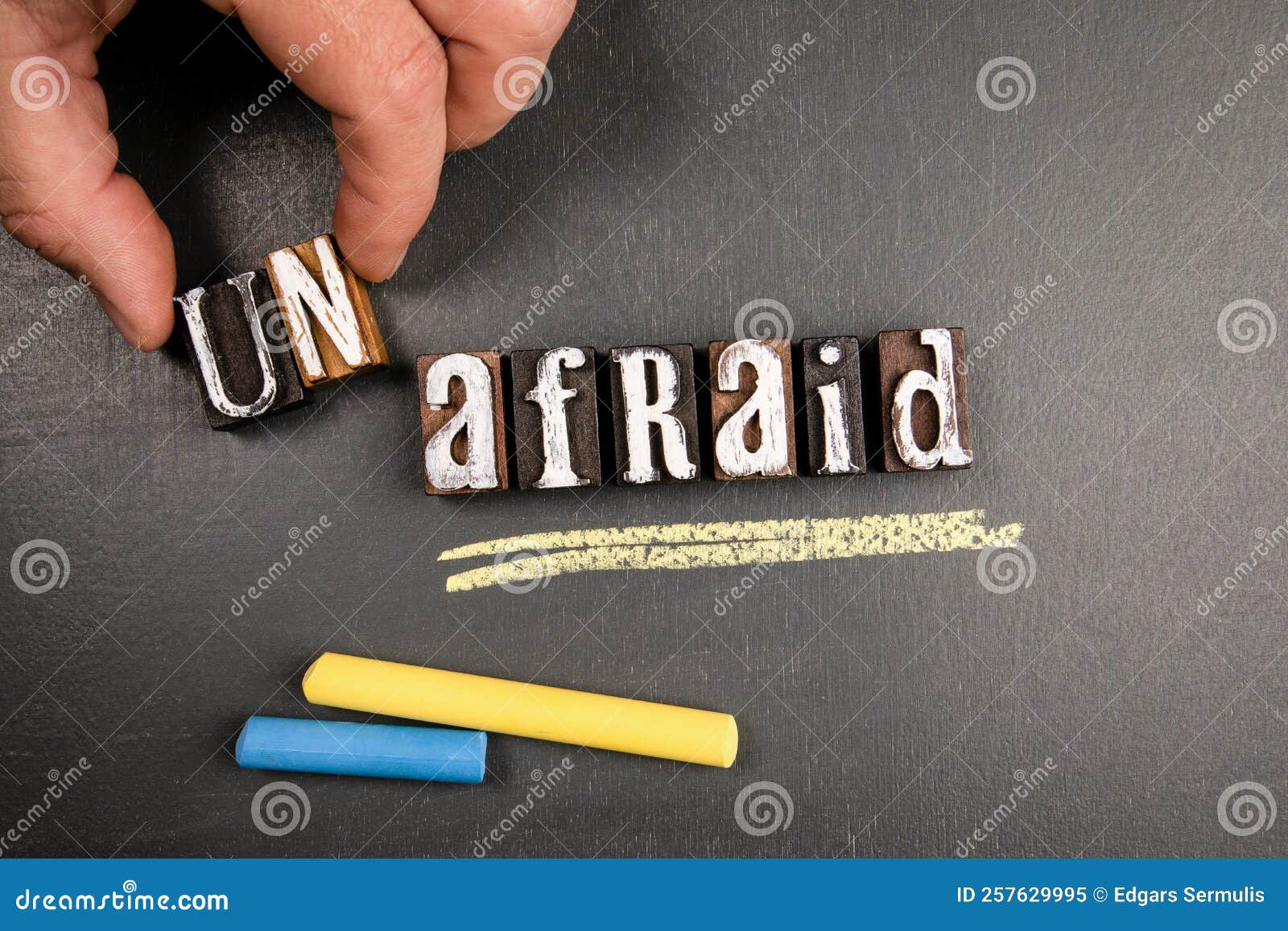 Unafraid and Afraid Concept. Wooden Alphabet Letters and Text on ...