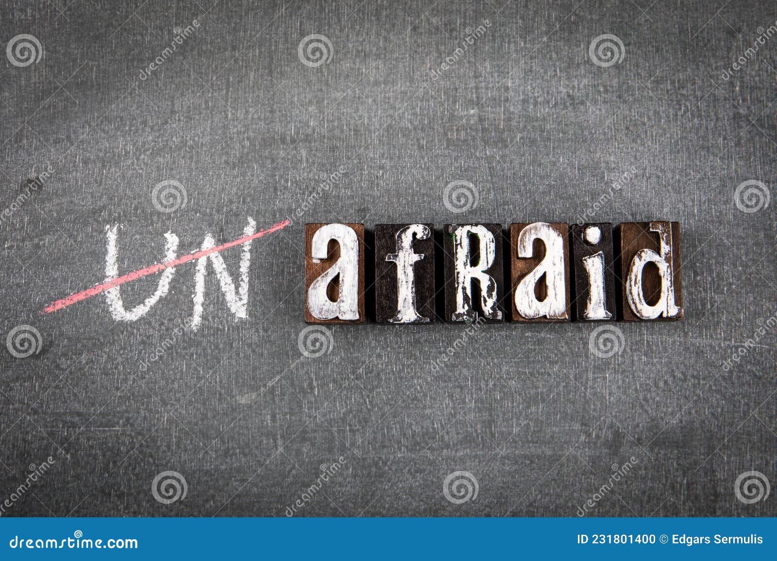 Unafraid and Afraid Concept. Word on a Dark Chalk Board Stock Photo ...
