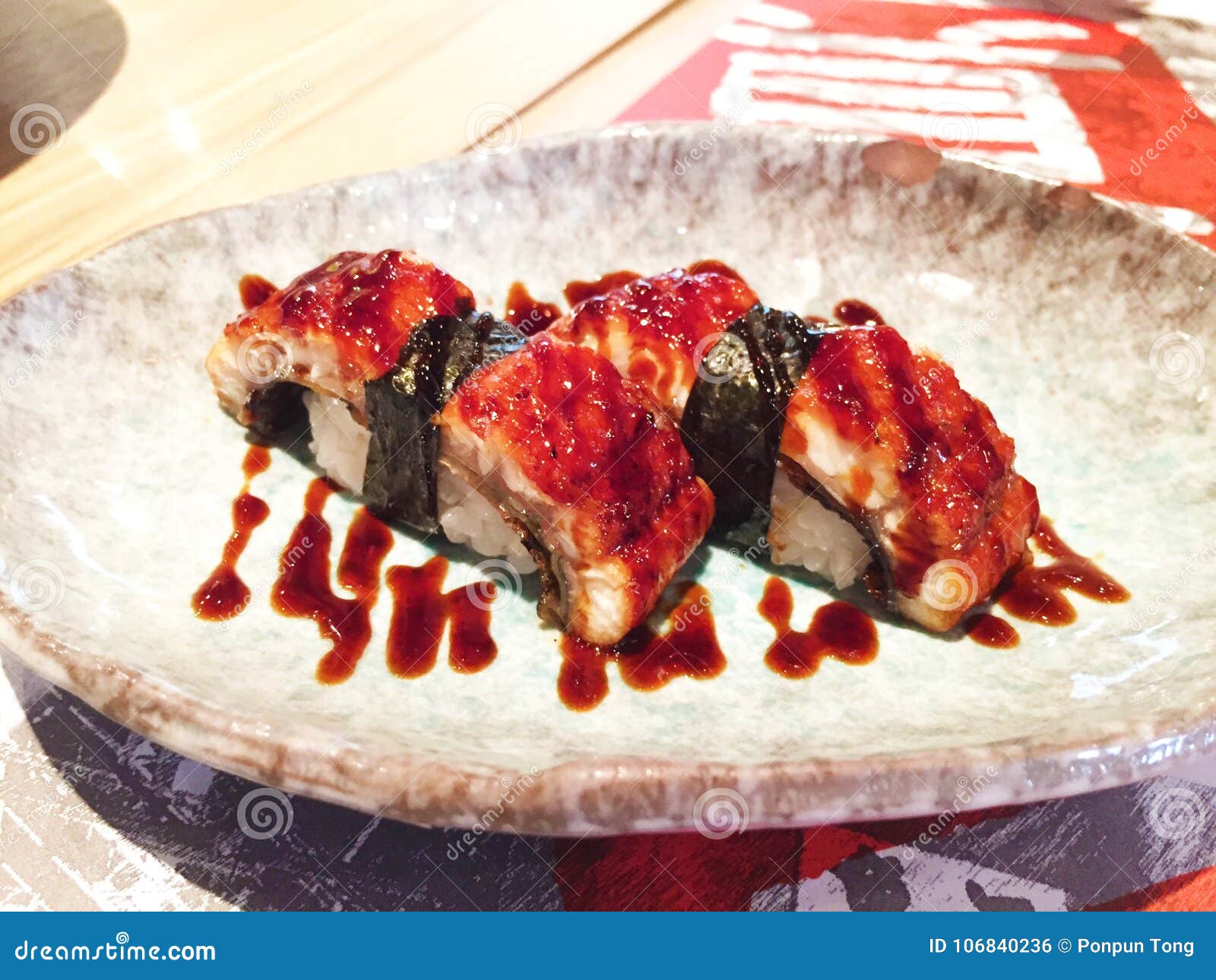 Unagi sushi, eel fish rice stock photo. Image of japan - 106840236