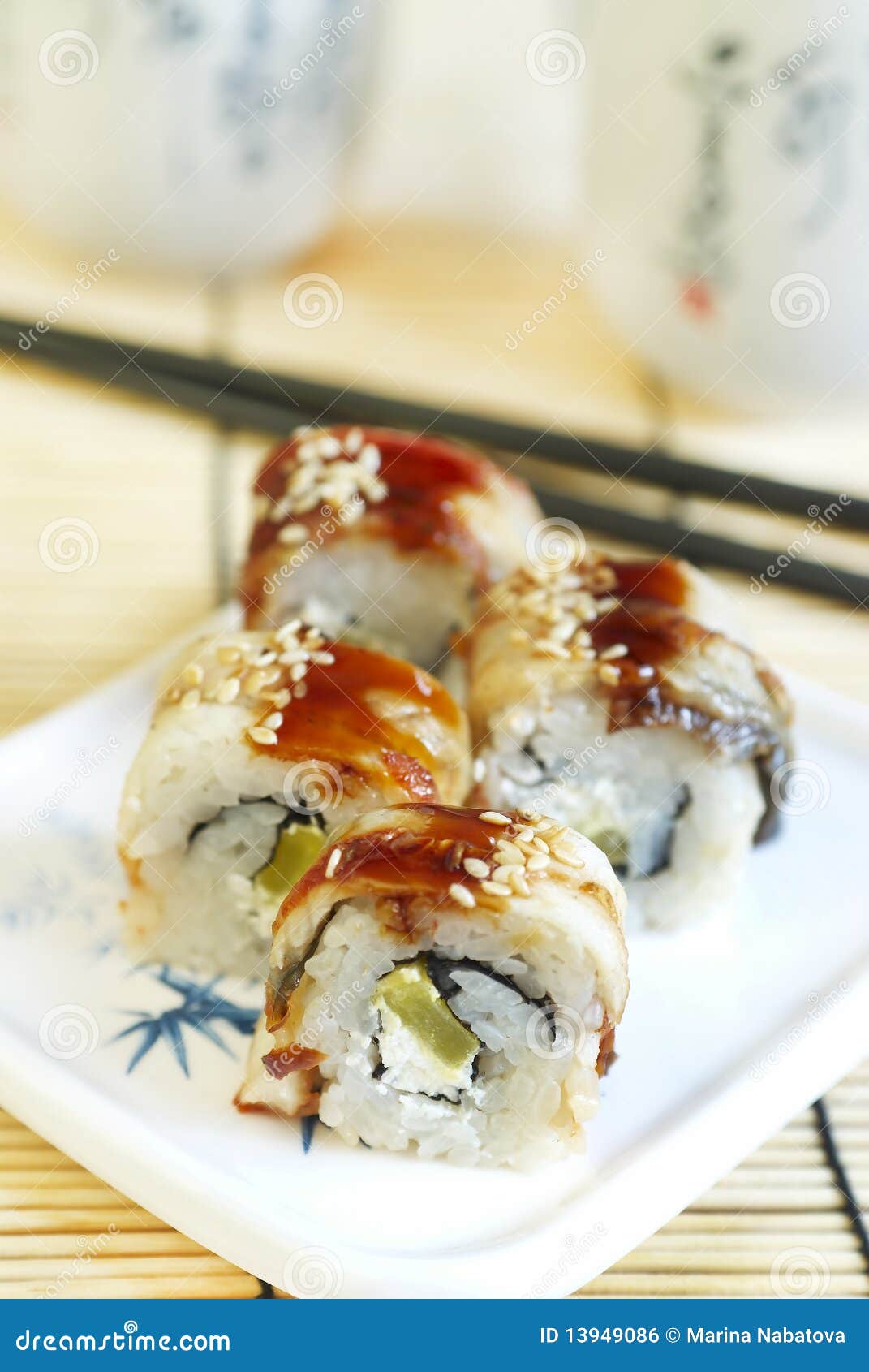 Unagi sushi roll stock photo. Image of roll, japanese - 13949086