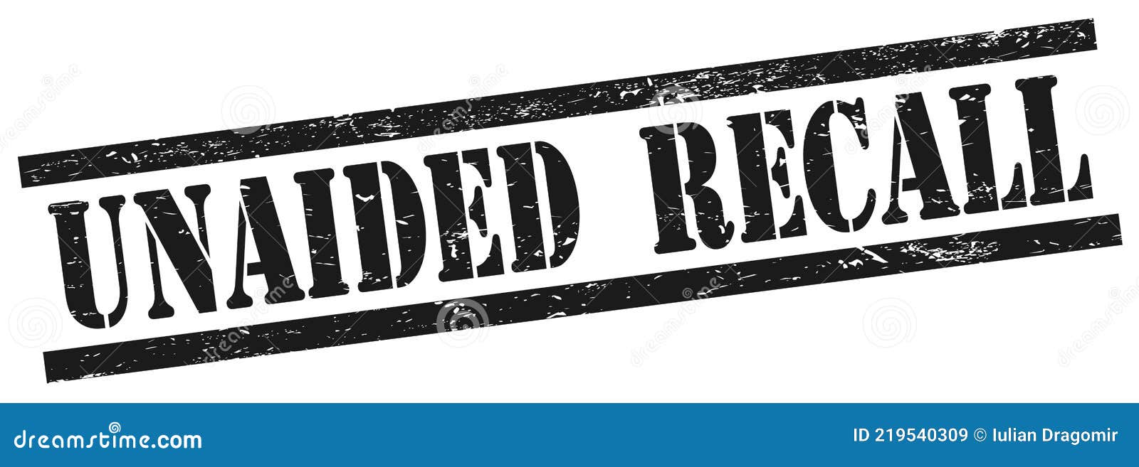 UNAIDED RECALL Text on Black Grungy Rectangle Stamp Stock Illustration ...