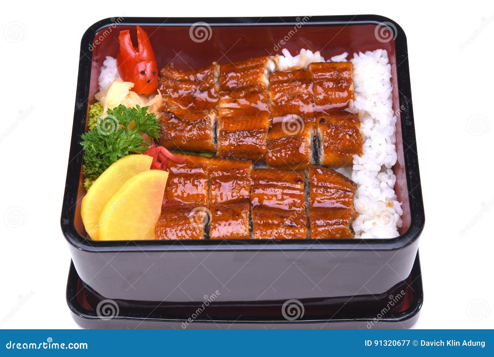 Unaju , Unagi Don or Grilled Eel on Rice , Isolated on White Background ...
