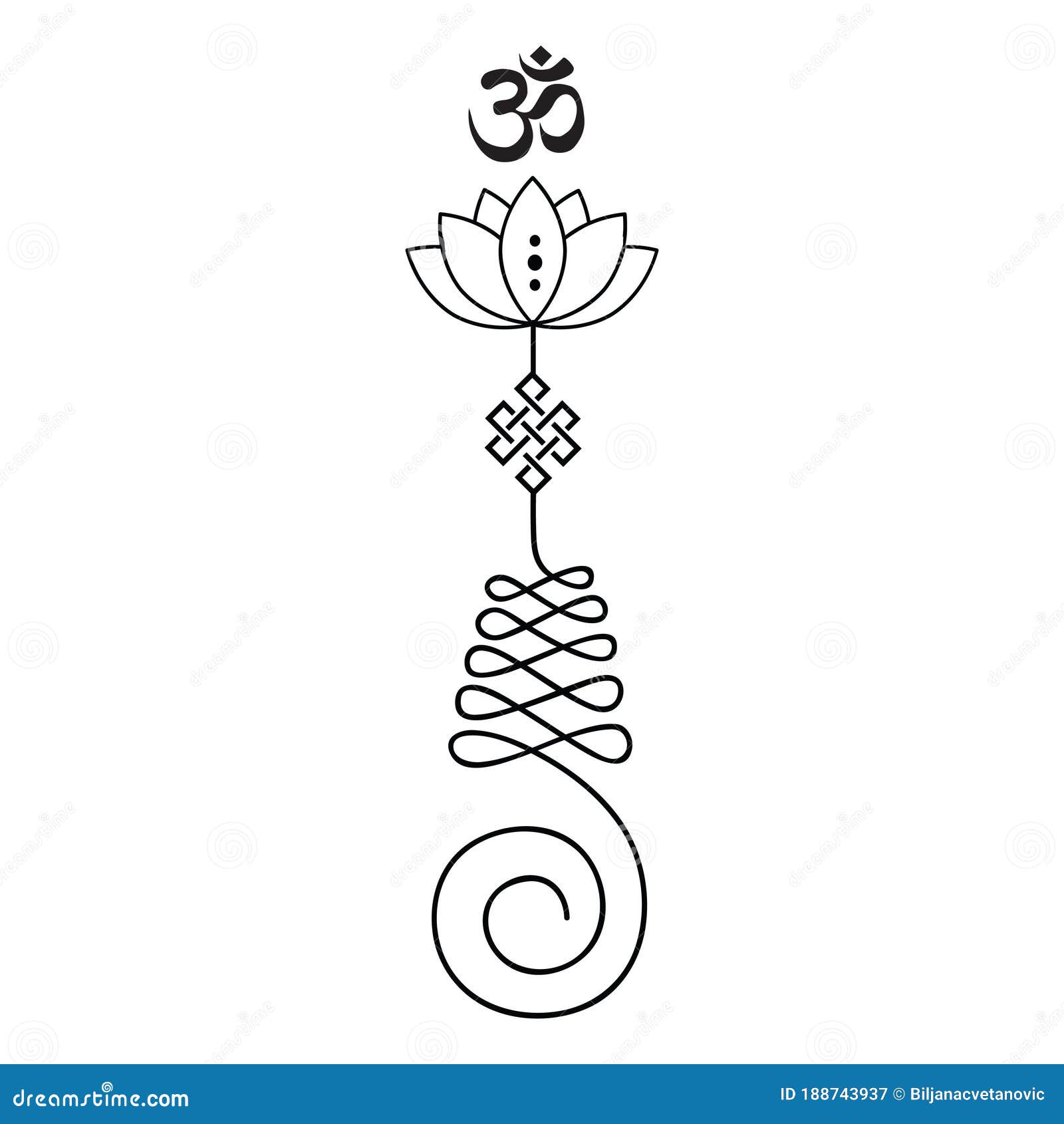 Unalome stock vector. Illustration of abstract, buddhist - 188743937