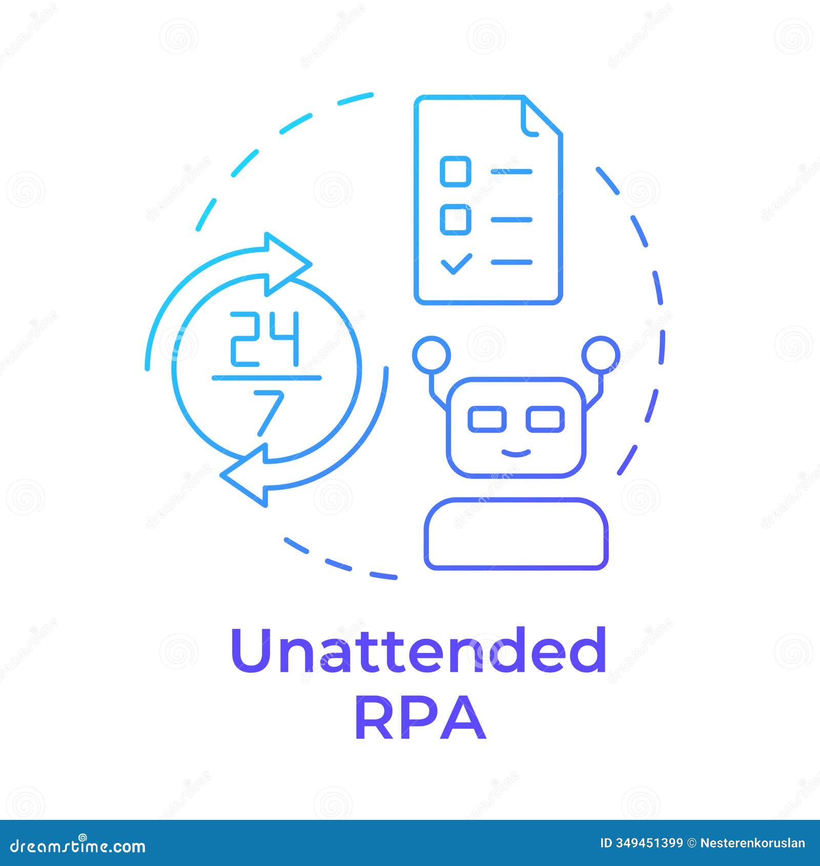 Unattended RPA Blue Gradient Concept Icon Stock Vector - Illustration ...