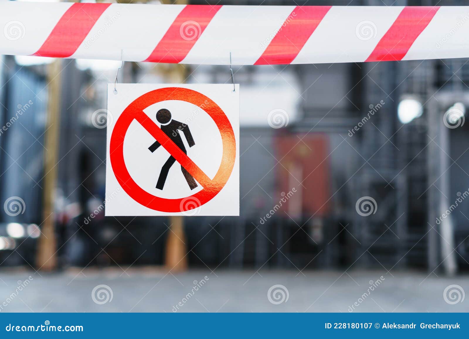 Unauthorized Entry is Prohibited the Poster Hangs on a Red and White ...