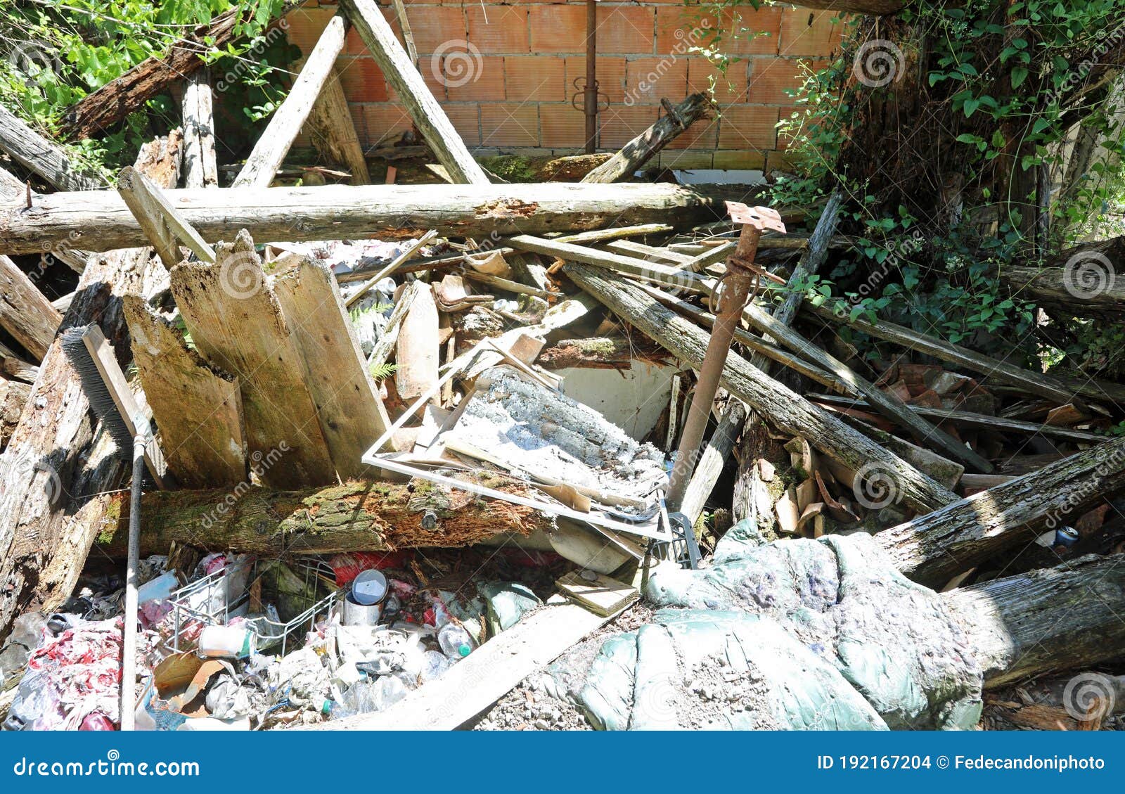 Unauthorized Rubbish Dump in the Abandoned House Full of Wasts Stock ...