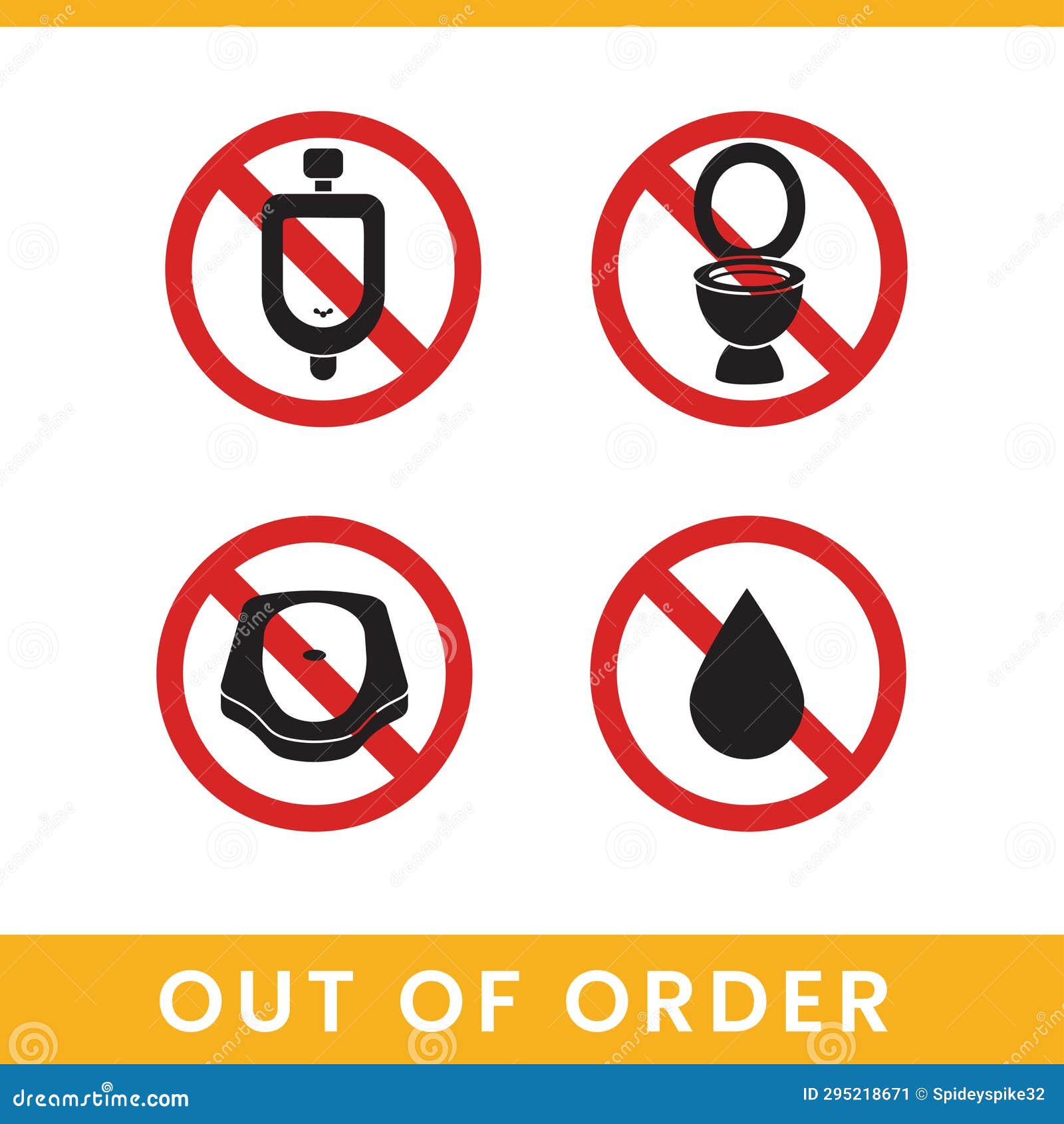 Unavailability Signs of Toilet Tools. Isolated Vector Illustration ...