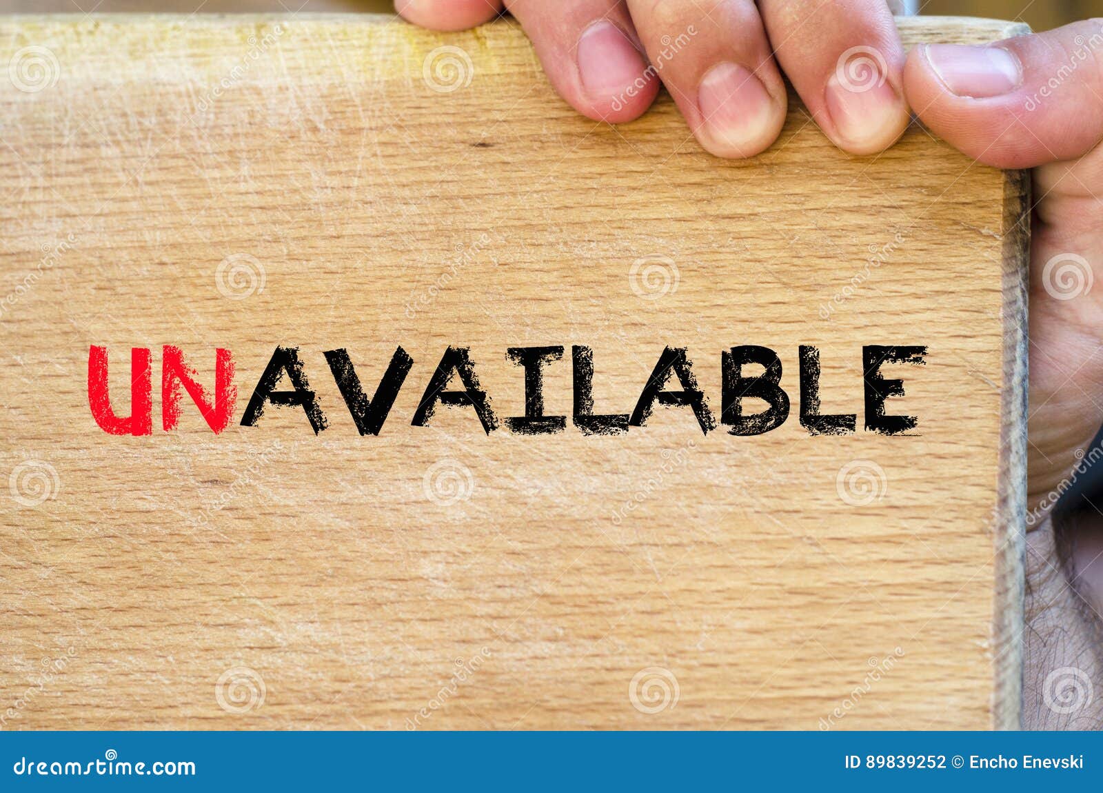 Unavailable text concept stock photo. Image of card, symbol - 89839252