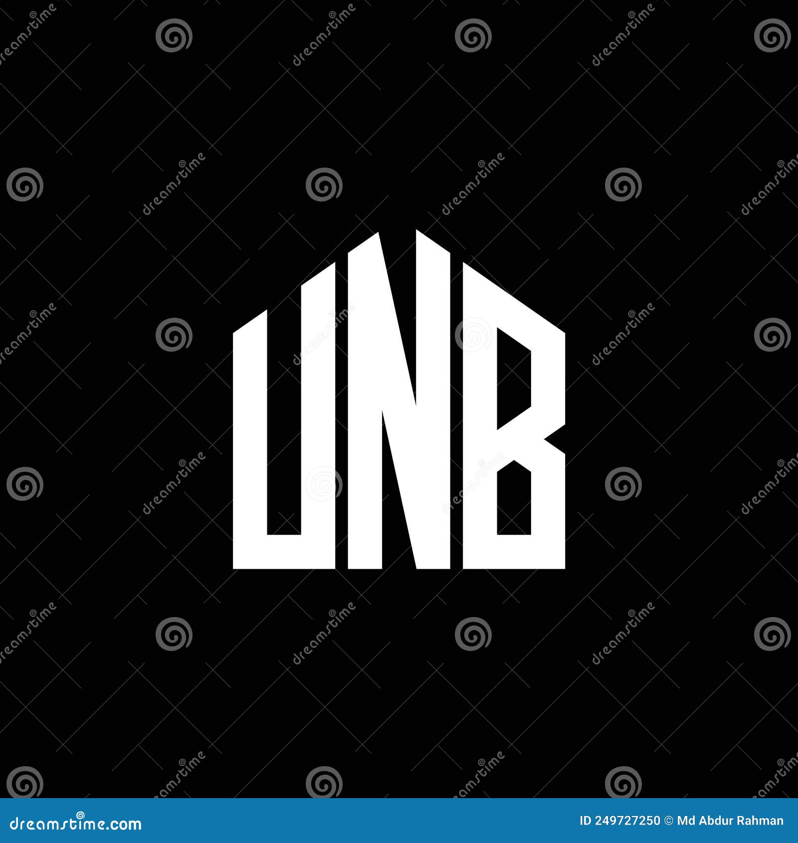 UNB Letter Logo Design on BLACK Background. UNB Creative Initials ...