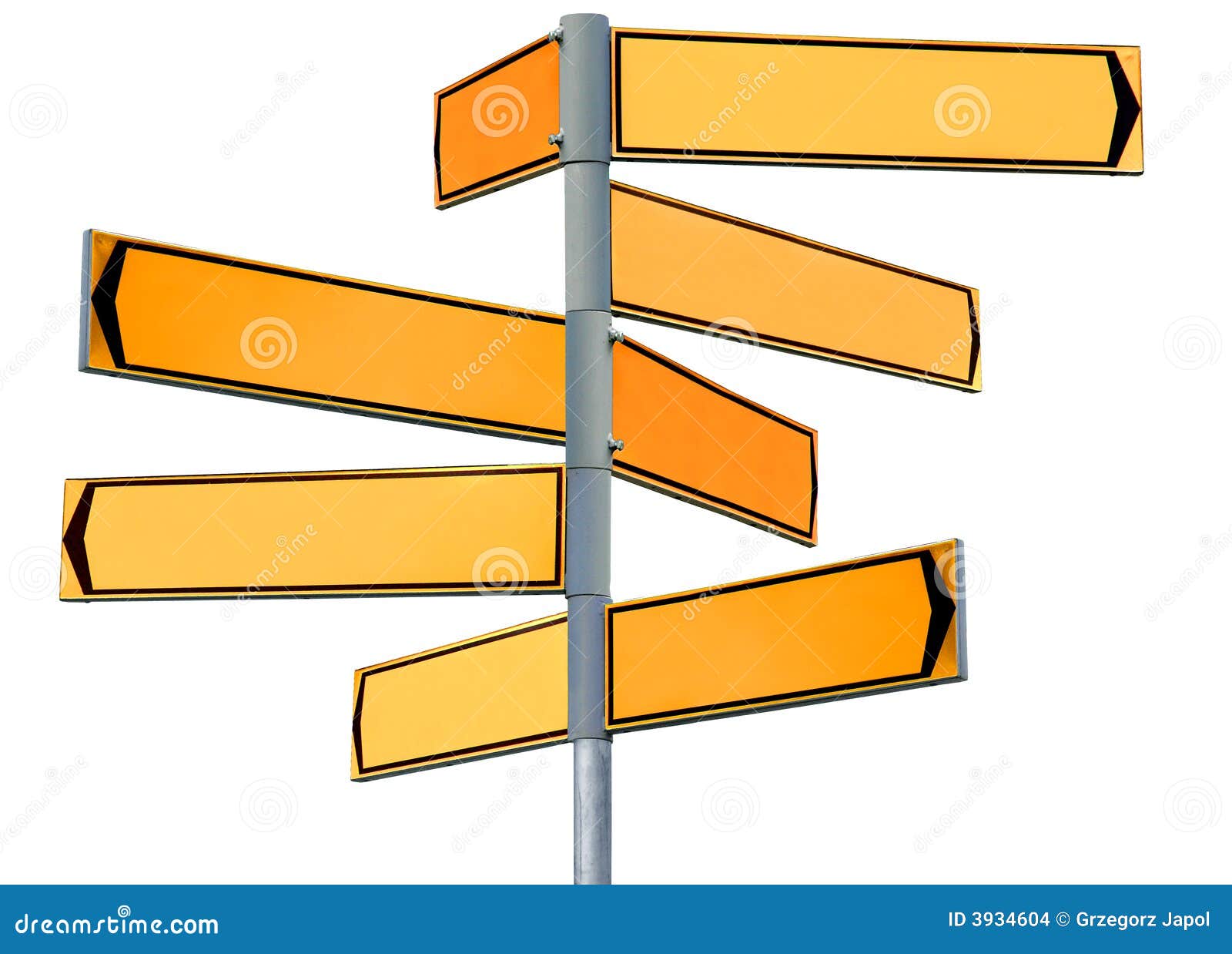 Unbelegter Gelber Wegweiser Stockfoto - Bild von begrifflich ...