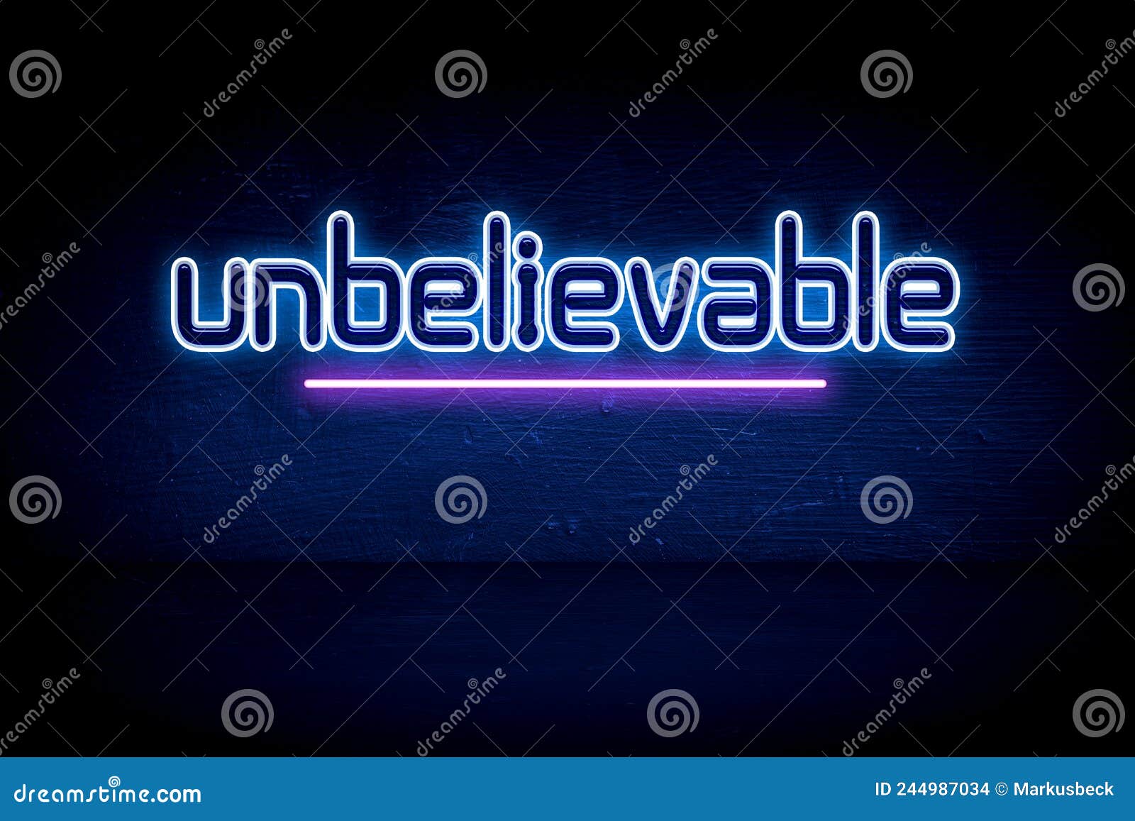 Unbelievable Neon Sign On Brick Wall Background. Cartoon Vector ...